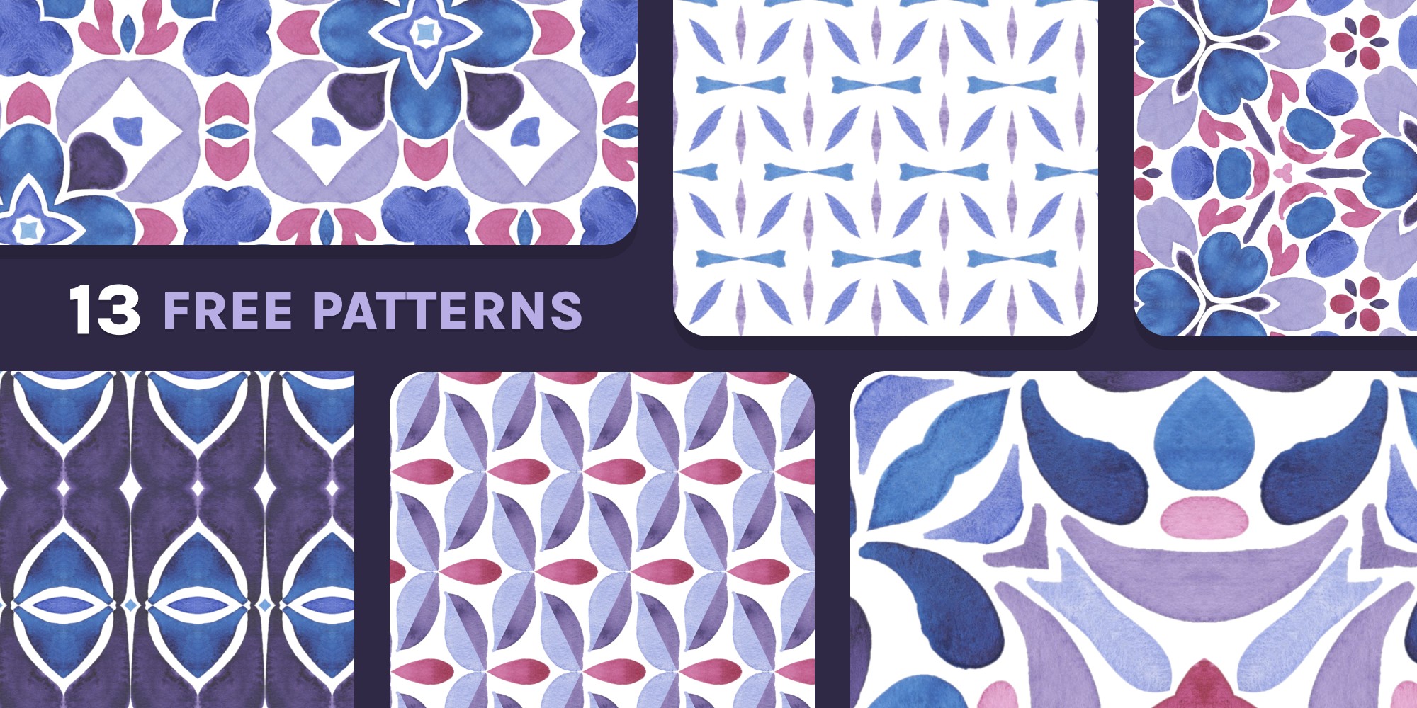 Free Seamless Pattern Collection: Watercolor Bouquet (bright, floral ...